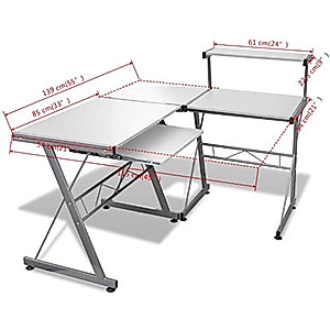 Gaming Desk Corner Desk Modern L-Shaped Desk Computer Office Desk Workstation for Home Office Small Space,with Pull Out Keyboard Tray (White)