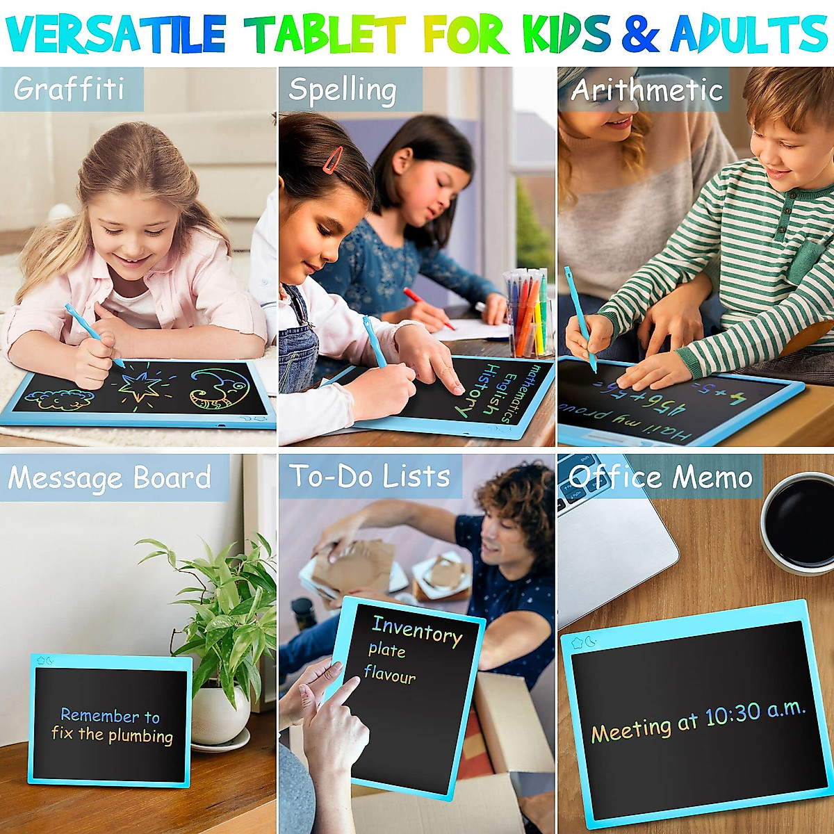 16 Inch Rechargeable LCD Writing Tablet, Erasable & Colorful Doodle Board with Eye-Protecting Large Screen, Educational Learning Toys for 3 4 5 6 7 Year Old Kids, Drawing Tablet Gift for Boys Girls