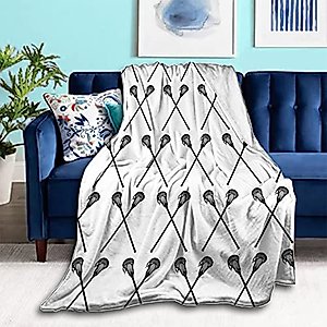 Fluffy Throw Blanket Warm Ultra-Soft Micro Fleece Blanket Luxury Blanket Throws Cozy Crossed Lacrosse Sticks Pattern Travel Throw Blanket