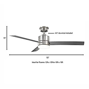 Hampton Bay Madison 52 in. Integrated LED Brushed Nickel Ceiling Fan with Light and Remote Control with Color Changing Technology AK30A-BN