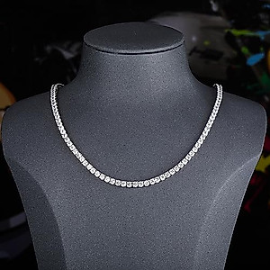 KMASAL 18k Gold Plated 1 Row 3MM Lab Simulated Diamond Iced Out Cubic Zirconia Chain Men's Hip-hop Tennis Choker Necklace Chain