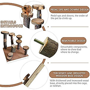 Hamster Climbing Wooden Stand Platform, Pet Cage Playground Natural Wood Bridge ramp Toys for Dwarf Hamsters, Syrians Hamster, Gerbil, Mouse, Rat