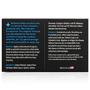 Defense Soap All Natural Tea Tree Bar Soap, 3 Bar Variety Pack - Original, Peppermint, Oatmeal