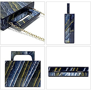 WuYangSto Acrylic Evening Bag,Marble Gold Blue Clutch Purses for Women Formal