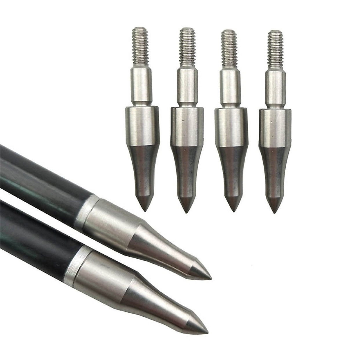 AMEYXGS 12 Pack 100/125/150 Grain Screw in Field Point Archery Bullet Points Stainless Steel Arrow Tips for Targeting Practice (125 Grain)