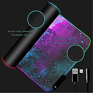 Hexagon Texture Gaming Mouse Pad Gamer Computer RGB Backlit Large XXL for Desk Keyboard Led Mice Mat L(27.5x15.7 Inch)