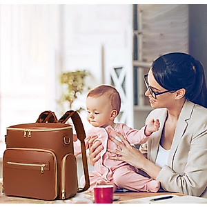 KINDDOG Breast Pump Bag, Diaper Tote Bag with Laptop Sleeve Fit Most Breast Pumps Like Medela, Spectra S1,S2, Evenflo (Brown)