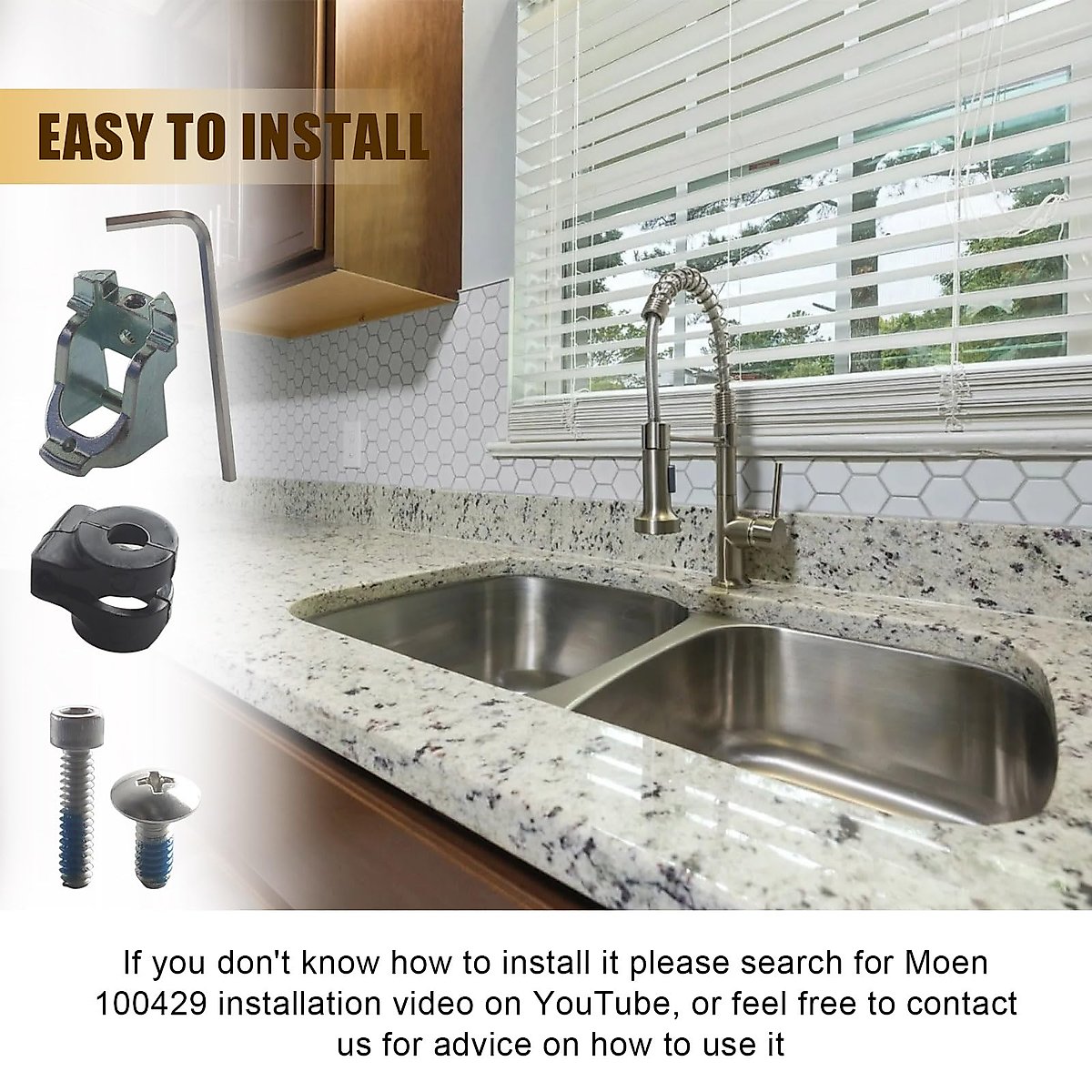 for Moen 100429 Single Handle Faucet Adapter Kit - Single Handle Adapter for Kitchen Sink Faucets (Compatible with Moen 7400 Series & Most 1-Handle Models) 2 Pack