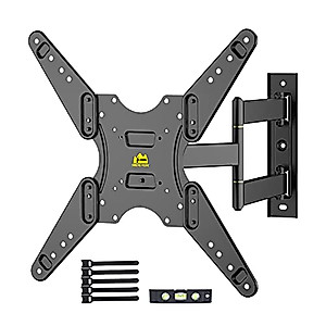 FORGING MOUNT Corner TV Wall Mount Single Stud Articulating Arm Full Motion TV Bracket for Most 26-55" Flat Curved TVs with Tilt, Swivel and Extends 18inch, Holds 88lbs, Max VESA 400x400mm