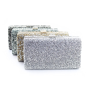 ERCULER Topfive Women Sparkling Grey Clutch Purse Elegant Glitter Evening Bags Bling Evening Handbag for Dance Wedding Party Prom Bride