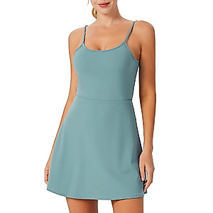 JACK SMITH Tennis Dresses for Women Twist Back Athletic Golf Workout Dress with Shorts & Bra Pockets Short Travel Dress Blue M