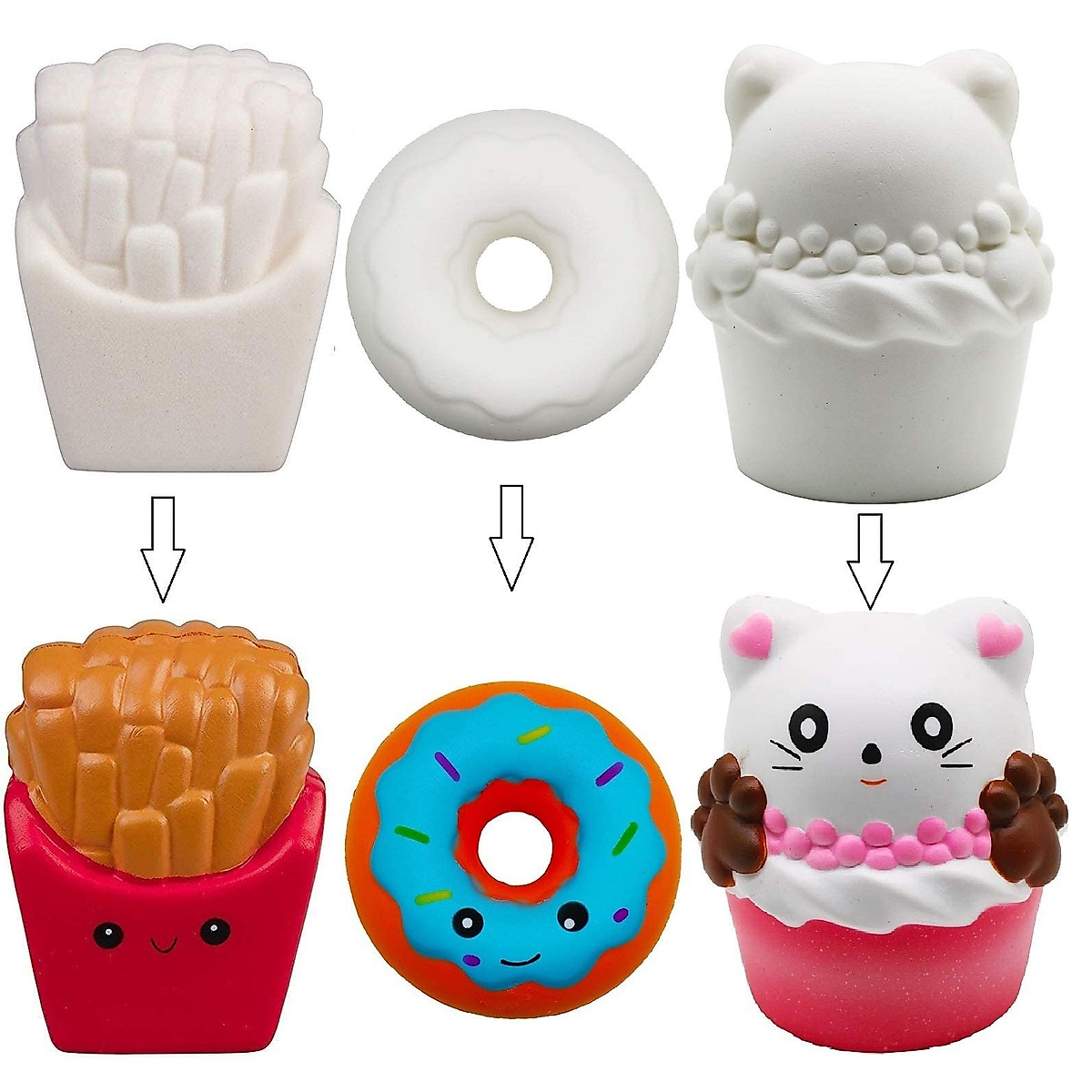 Korilave Squishies Toy Painting Kit for Girls DIY Art Crafts, Jumbo Slow Rising Blank Squishy Party Supplies Stress Anxiety Relief Toy for Kids 4 5 6 7 8 Years Old(27Pcs)