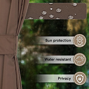 COWVIE 4-Panel 12' x 12' Gazebo Replacement Curtains, Patio Privacy Sidewalls with Double Zipper, Replacement for Outdoor Gazebo Canopy (Curtain Only)