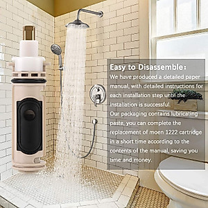 1222 Replacement Cartridge with Puller 104421, Compatible with Moen Tub Shower Single Handle Posi Temp Faucet (with lubricating grease)