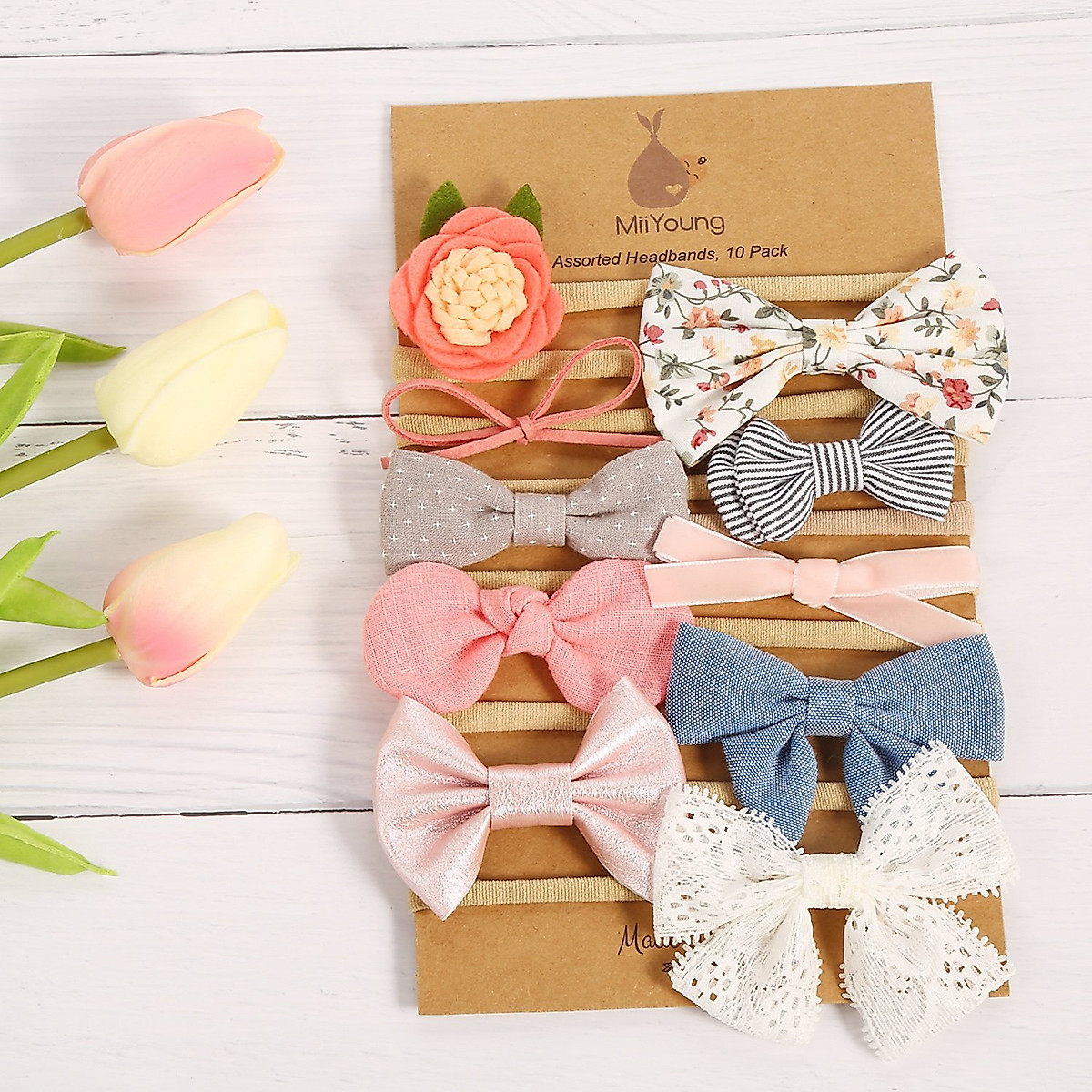 MiiYoung Baby Girl Headbands and Bows, Newborn Infant Toddler Hair Accessories