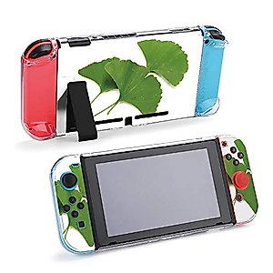 SUPNON Ginkgo Biloba Fresh Leaves On White Background Protective Case Compatible with Nintendo Switch Soft Slim Grip Cover Shell for Console & Joy-Con with Screen Protector, Thumb Grips Design27077
