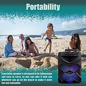 Iburst Portable Bluetooth PA Speaker System Rechargeable Outdoor Subwoofer, Microphone in, Party Lights, USB, Radio, Wired Microphone + Remote Stereo Loud Sound (IB12)