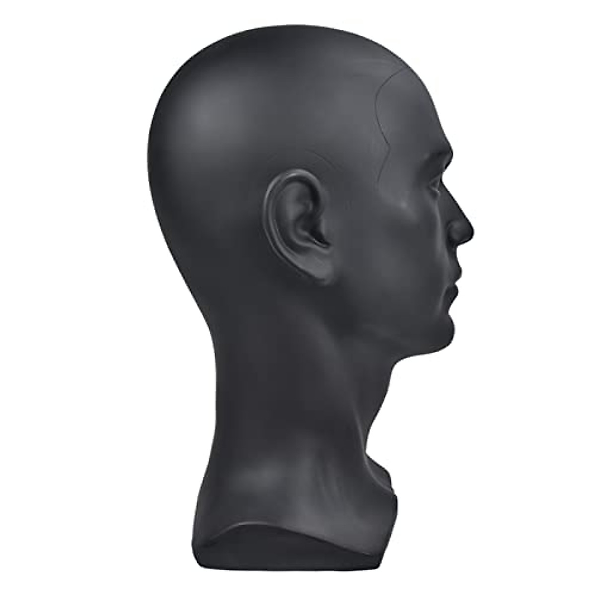 MIAOMANZI PVC Mannequin Head Black Male Manikin Dummy Stand Model Display Hat Scarf Wigs Hair Glasses Hat Beauty Styling Tool (Matte black)