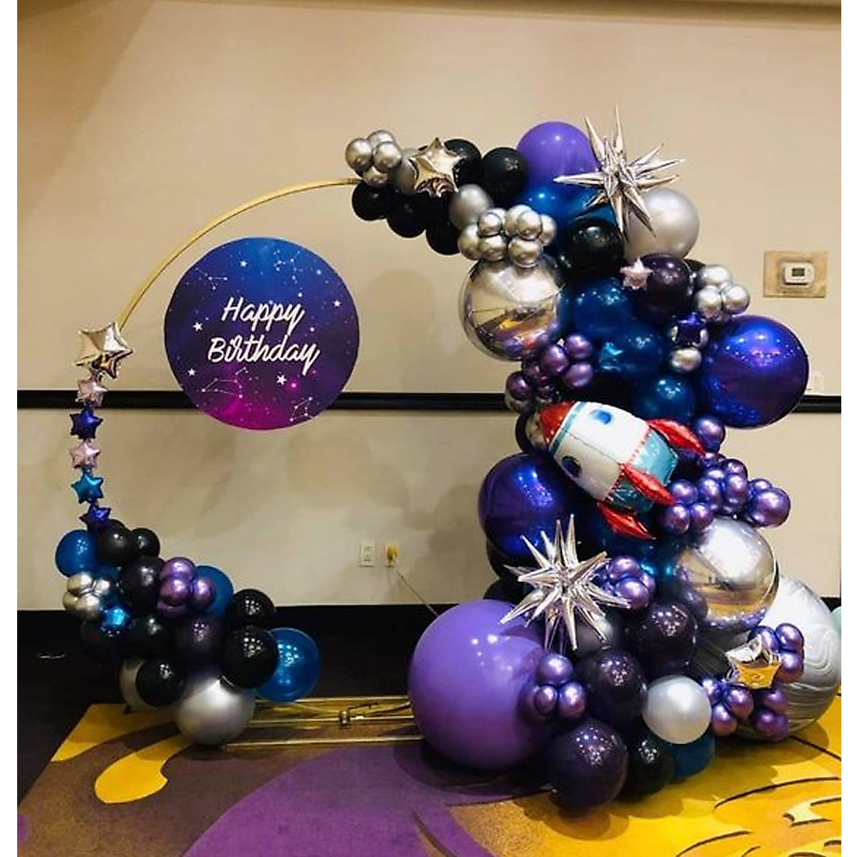 Purple and Blue Balloons Set, 50 PCS 10 Inch Purple Blue Black Party Balloons, Space Balloons Navy Blue Purple Silver Helium Balloons for Birthday Party Space Theme Baby Shower Supplies