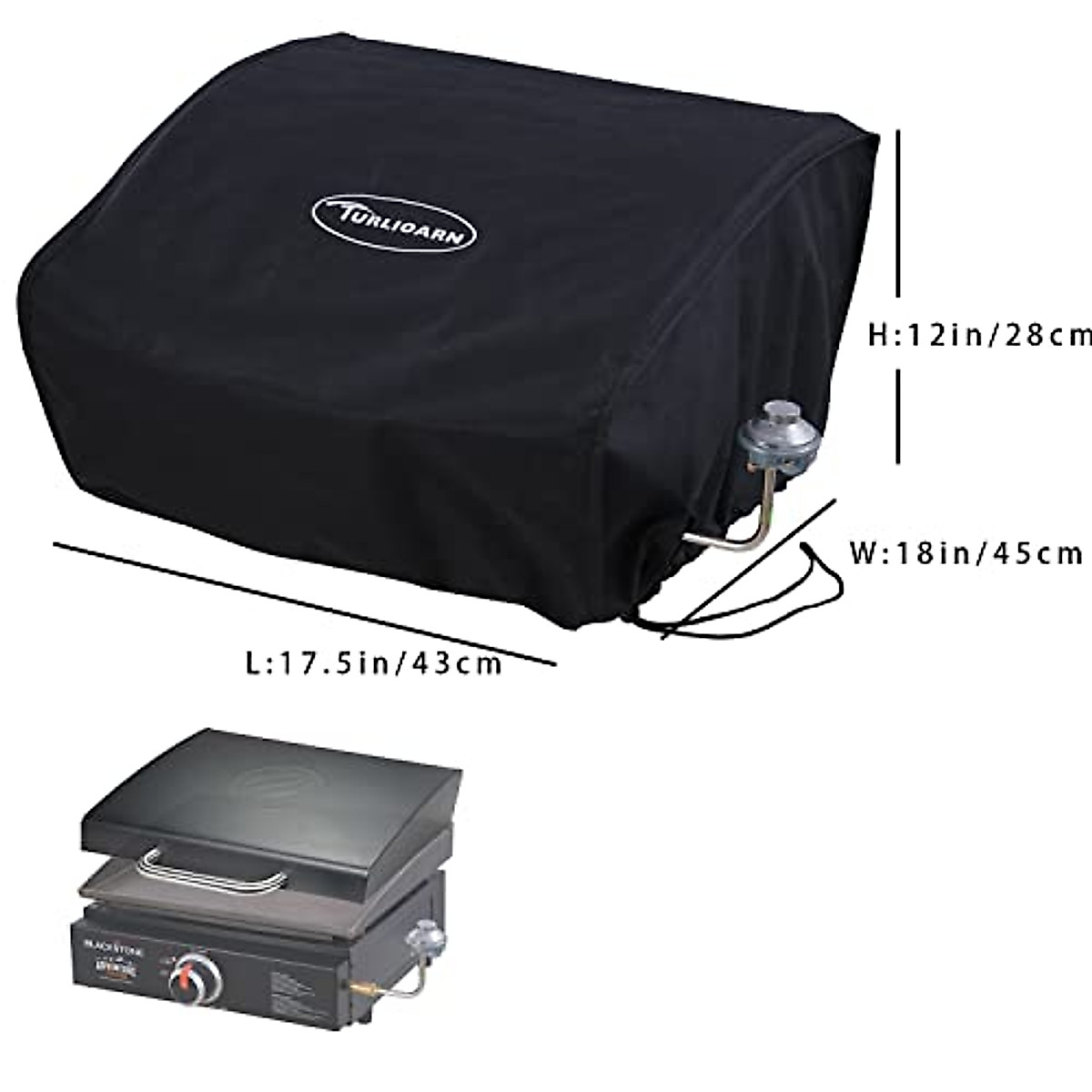 Cover for Blackstone 17 inch Griddle Water Resistant 600D Polyester Heavy Duty Flat top 17" Gas Grill Cover Exclusively Fits Blackstone 17" Griddle Cooking Station-17in Griddle with Hood Cover