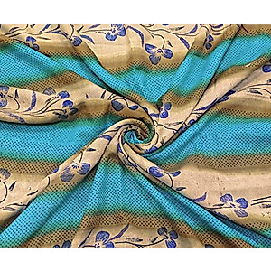Peegli Vintage Indian Blue Georgette Blend Art Décor DIY Fabric Casual Sarong Wrap Printed Textile