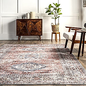 nuLOOM Desna Machine Washable Faded Vintage Accent Rug, 2' x 3', Peach