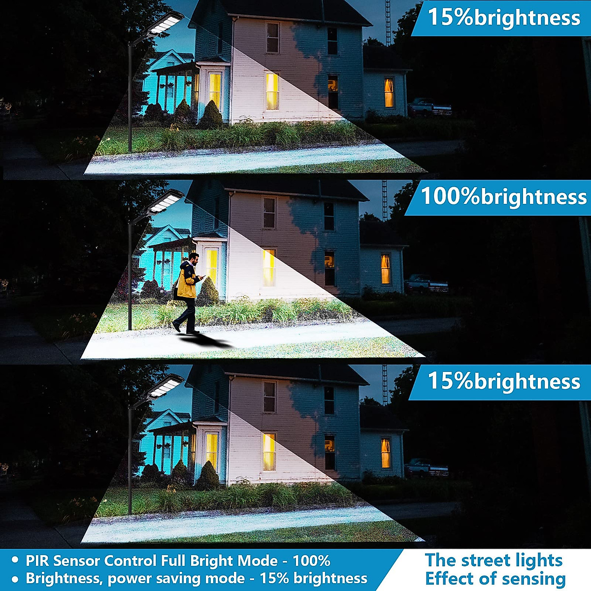 Solar Street Light 200W, Dusk to Dawn Outdoor Lighting with Remote Control 6000K IP65 Waterproof LED Flood Light with Motion Sensor & Pole for Street, Yard, Parking Lot, Driveway