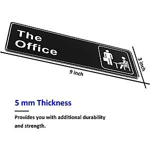 2 Pack The Office Sign, Main Official Self Adhesive Sign for Door or Wall 9 X 3 Inch Quick and Easy Installation Premium Acrylic Design for Your Home Office/Business, Great Gift for Fans of The Office