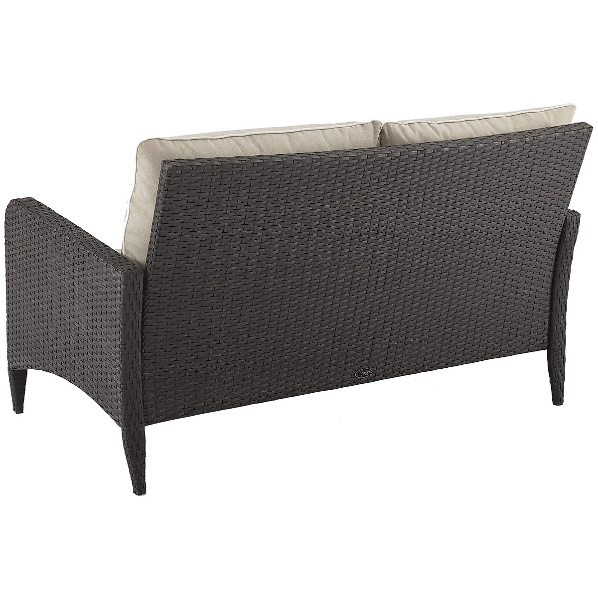 Crosley Furniture Kiawah Wicker Outdoor Loveseat, 2-Person Patio Couch for Porch, Deck, Backyard, Sand