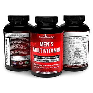 Mens Multivitamin – Daily Multivitamin for Men with Vitamin A C D E K B Complex, Calcium, Magnesium, Selenium, Zinc Plus Heart, Brain, Immune, and Men's Multivitamins – 90 Vegetarian Capsules