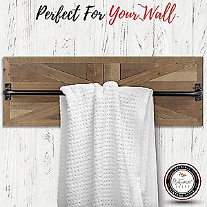 Autumn Alley Rustic Farmhouse Towel Rack – Stunning Barn Wood Farmhouse Bathroom Decor for Wall – Expertly Inlaid Wood with Matte Black Bar for Rustic Bathroom Decor
