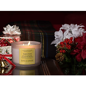 Winter Candles | Flannel Candle | Luxury Soy & Beeswax Candles for Home | 16 oz. Large Jar 3 Wick Candle | Holiday Candles | Christmas Candles | Winter Scented Candles