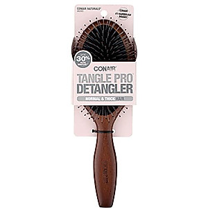 Conair, Tangle Pro Detangler, Normal & Thick Hair, Wood Cushion Hair Brush, 1 Brush