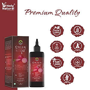 100% Natural Onion Black Seed Hair Oil (8.45 fl oz / 250 ml) I Supports long, lustrous & shiny hair I No mineral