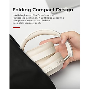 havit NC01 Active Noise Cancelling Headphones, Folding Design Headphones Wireless Bluetooth, 80H Playtime, Hi-Res Audio Custom EQ via App Super Bass for Airplane Traffic Home