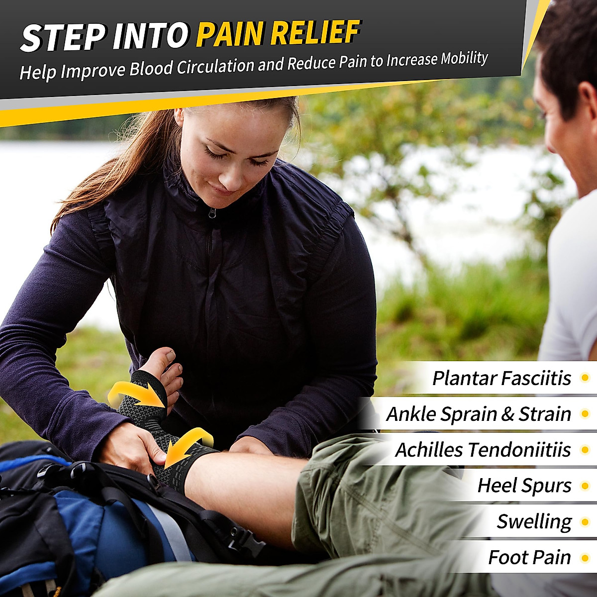 CAMBIVO Ankle Brace for Women & Men(Pair), Compression Ankle Support for Sprain & Strain, Achilles Tendonitis, Plantar Fasciitis & Recovery, Ankle Sleeve for Basketball, Football, Daily Use(Medium)