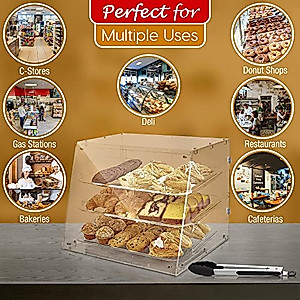 Commercial Countertop Bakery Pastry Display Case - Heavy Duty, Sturdy Stable Clear Acrylic, Thick Panels, Upgraded Finish, Stainless Steel Handles, Hardware for Easy Assembly, Food Tongs Dough Scraper