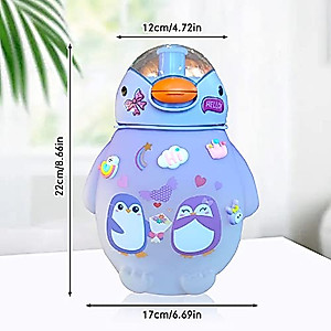 TEAUSA Girls Kawaii Water Bottle with Straw and Adjustable Shoulder Strap, 53oz Large Capacity Cute Water Bottles With 3D Kawaii Sticker for School, Office, Picnic, Camping, Hiking (Pink)