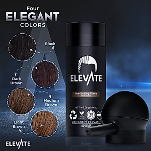 ELEVATE Hair Perfecting 2-in-1 Kit | Set Includes Natural Hair Thickening Fibers & Spray Applicator Pump Nozzle | Instantly Conceal & Thicken Thinning or Balding Hair Areas for Men Women (Dark Brown)
