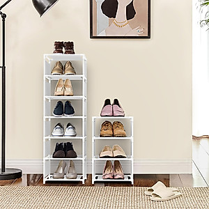 esonstyle 10 Tiers Shoe Rack, Space Saving Shoe Shelf Organizer, Tall Narrow Shoe Rack for Door Entryway, Closet