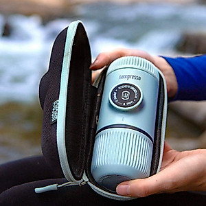 WACACO Nanopresso Portable Espresso Maker with Case, Mini Travel Coffee Machine, Perfect for Camping, Travel and Office（ Elements Arctic Blue）