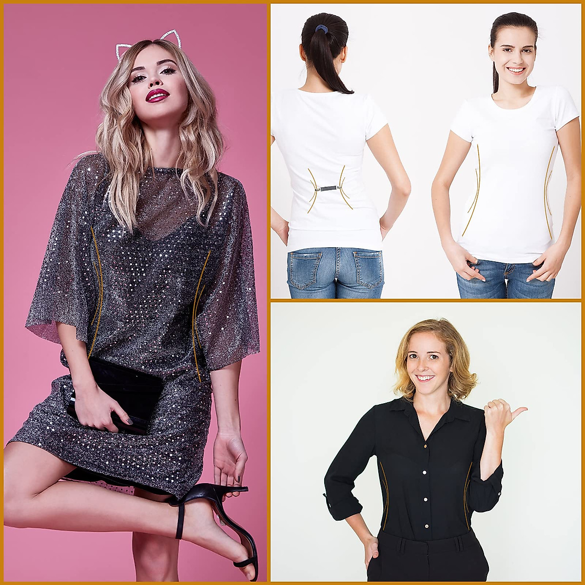 SATINIOR 5 Pcs Fit Dress Cinch Clips Set Scarf Clip Retro Cardigan Collar Clips Back Cinch Shawl Clip(Graceful Colors)