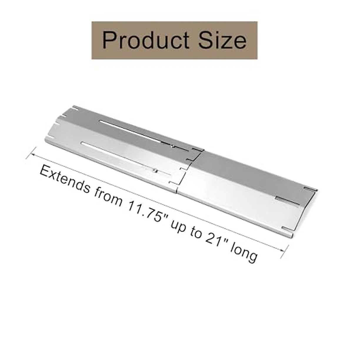 Universal Replacement Heavy Duty Adjustable Heat Plate Shield, Stainless Steel Heat Tent, Burner Cover, Flavorizer Bar, Flamer Tamer for Gas Grill Models, Extends from 11.75" up to 21" L, 3 Pack