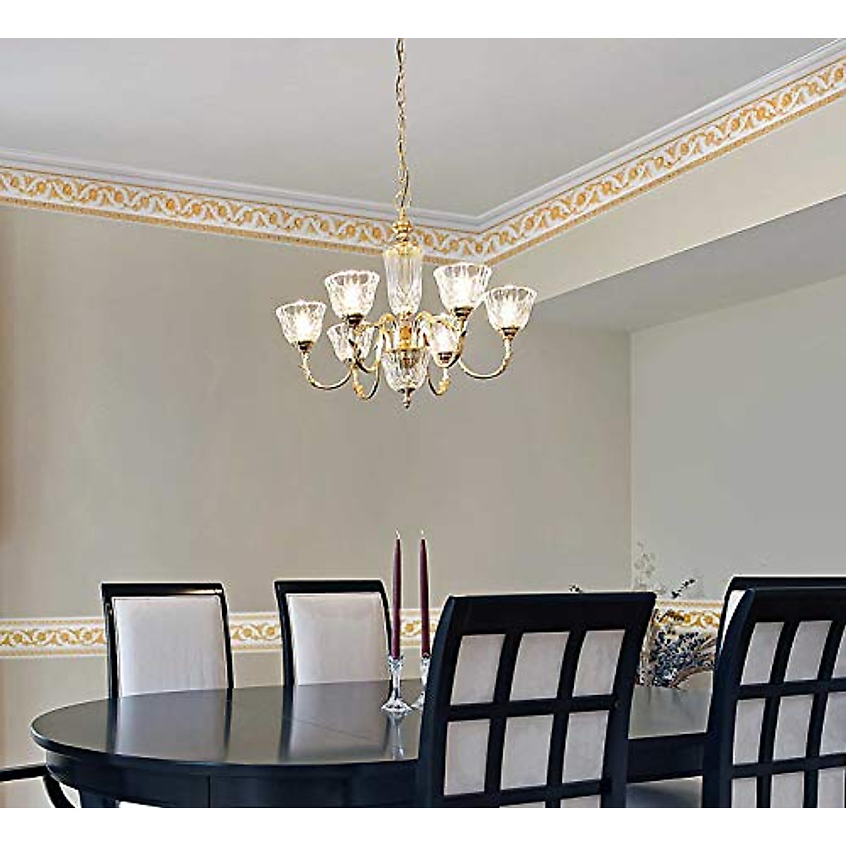 AFD Home 6 Pieces Chair Rail 94 Inch (Gold on French White Floral Chair Rail 94 Inch)