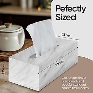 Tissue Box Cover Rectangle - Tissue Box Holder Rectangular - Compatible with Kleenex - Acrylic Marble Bathroom Accessories Decor