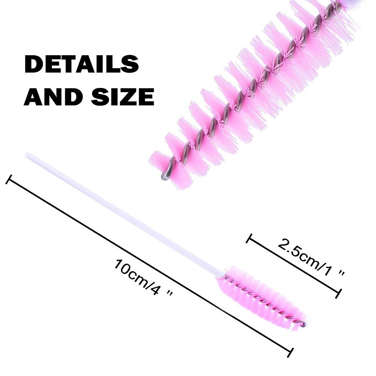 AKStore 200 PCS Disposable Eyelash Brushes Mascara Wands Eye Lash Eyebrow Applicator Cosmetic Makeup Brush Tool Kits (White-Pink)