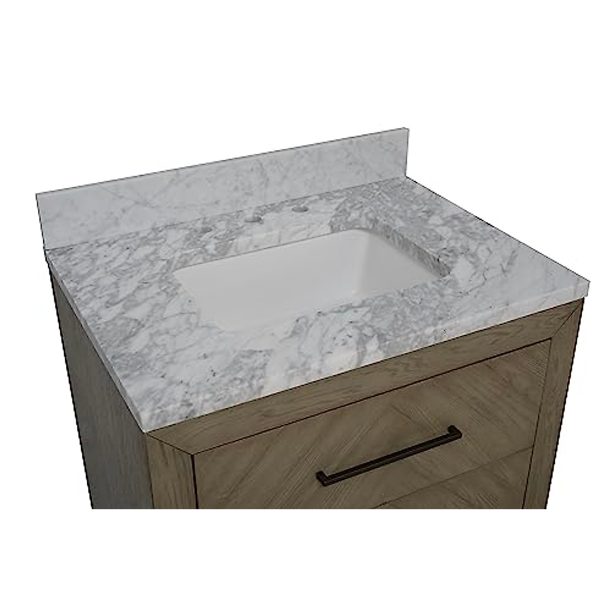 Avery 30-inch Bathroom Vanity (Carrara/Gray Oak): Includes Gray Oak Cabinet with Stunning Carrara Marble Countertop and White Ceramic Sink