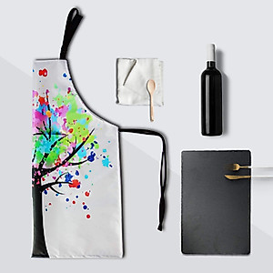 hodmadod Rainbow Tree Waterproof Colorful Apron for Men Women Chef.Adjustable neck & with 2 Pockets suitable for Home Kitchen baking Grill Bistro aprons.