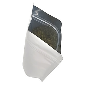 AQRICHFOX Matte White Resealable Food Storage Pouches Zip Lock Aluminum Foil Bags Stand Up Pouches Smell Proof Pouches 50pcs