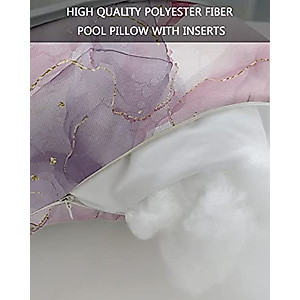 Recliner Head Pillow Ledge Loungers Chair Pillows with Insert Pink Marble Watercolor Lumbar Pillow with Adjustable Strap Outdoor Waterproof Patio Pillows for Couch Beach Pool Office Chair, 2 PCS